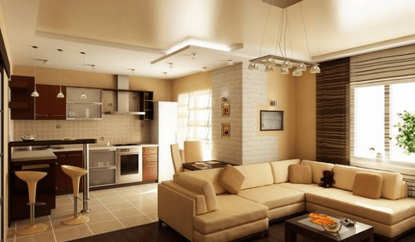Kitchen living room - basic principles of planning and decoration ...